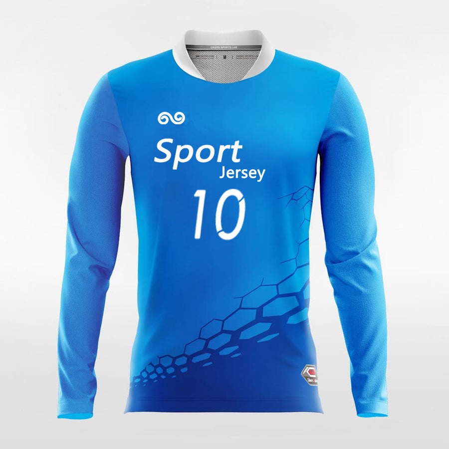 Dragon Vein - Custom Long Sleeve Soccer Jersey Deep Blue for Men ...